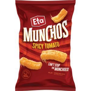 Eta Munchos Corn Snacks Spicy Tomato Reviews - Black Box