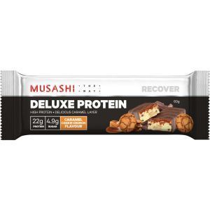 Musashi Deluxe High Protein Protein Bar Caramel Crunch Reviews - Black Box
