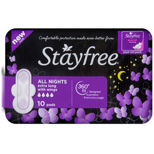 Stayfree Cotton Soft Pads All Night Wings Reviews - Black Box