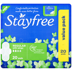 Stayfree Pads Regular With Wings Reviews - Black Box