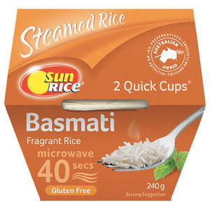 Sun Rice Quick Cups 40 Seconds Rice Dish Aromatic Basmati Rice 240g ...