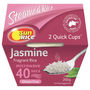 Sun Rice Quick Cups 40 Seconds Rice Dish Fragrant Jasmine Rice 250g ...