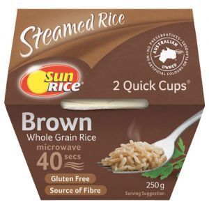 Sun Rice Quick Cups 40 Seconds Rice Dish Long Grain Brown Rice 250g ...