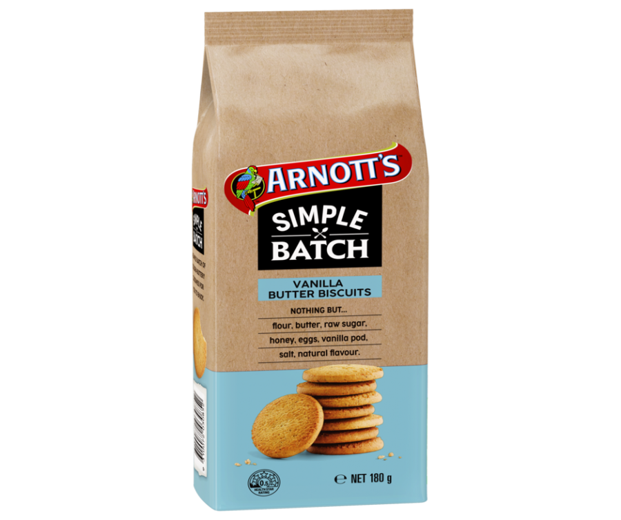Arnott's Simple Batch Biscuits - Vanilla Butter Reviews - Black Box