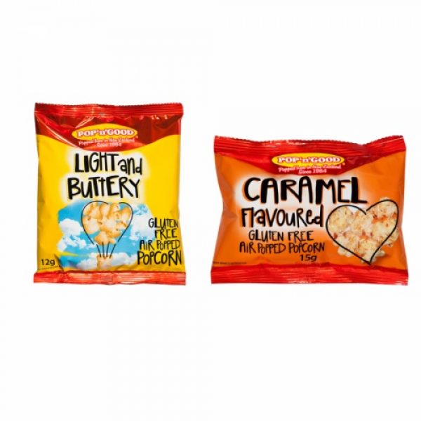 Pop 'n Good Popcorn Light & Buttery 12g / Caramel 15g Reviews - Black Box