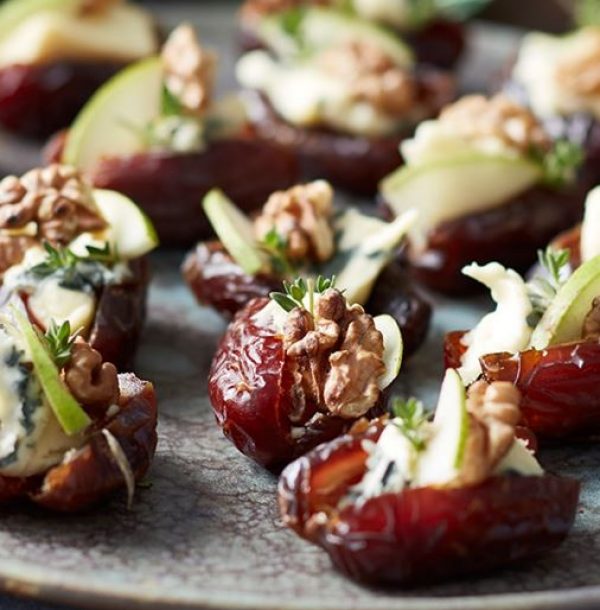 Stuffed Dates with Creamy Blue, Walnuts and Pear - Black Box Product ...