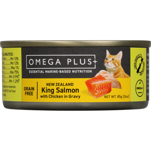 Omega Plus King Salmon and Chicken Wet Cat Food Reviews - Black Box