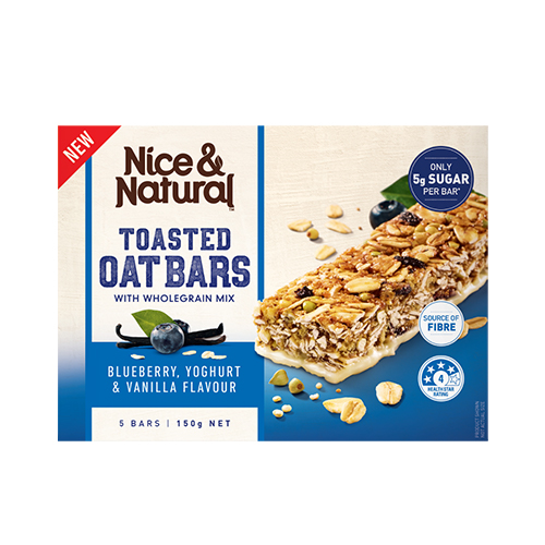 Nice & Natural Toasted Oat Bars - Blueberry, Yoghurt & Vanilla 5 x 150g ...