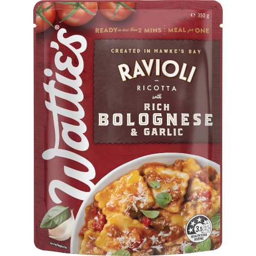 Wattie’s Ravioli Ricotta with Rich Bolognese & Garlic Reviews - Black Box