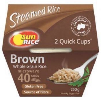 Sun Rice Quick Cups 40 Seconds Rice Dish Long Grain Brown Rice 250g ...